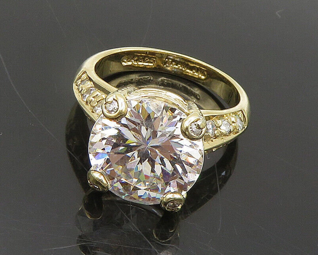 UNCAS 925 Silver Vintage Cubic Zirconia Shiny Cocktail Ring Sz 7 ...