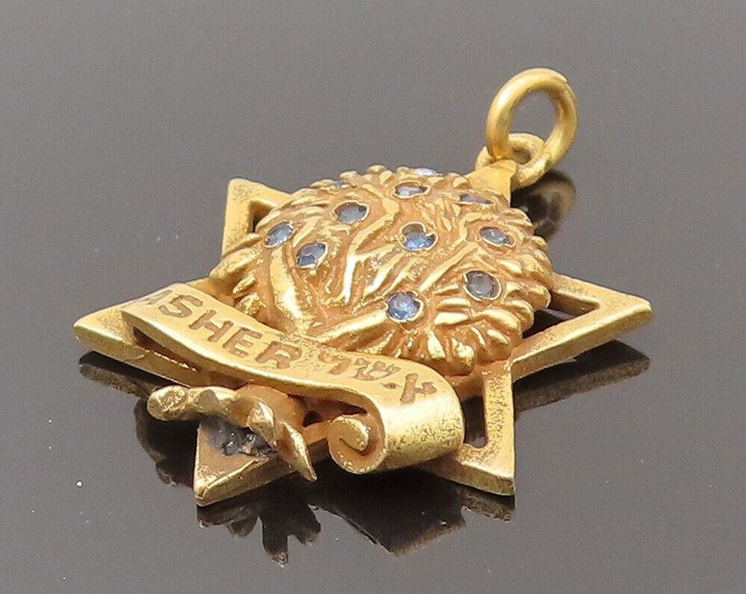 10K GOLD Vintage 12 Biblical Tribes of Asher Olive Tree Pendant GP576 ...