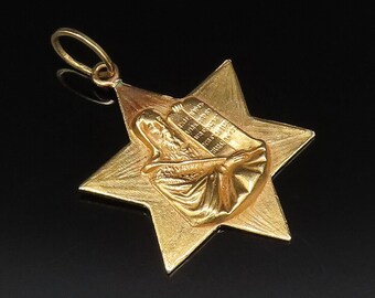 Vintage Moses and the Ten Commandments 14k Yellow Gold Pendant ...