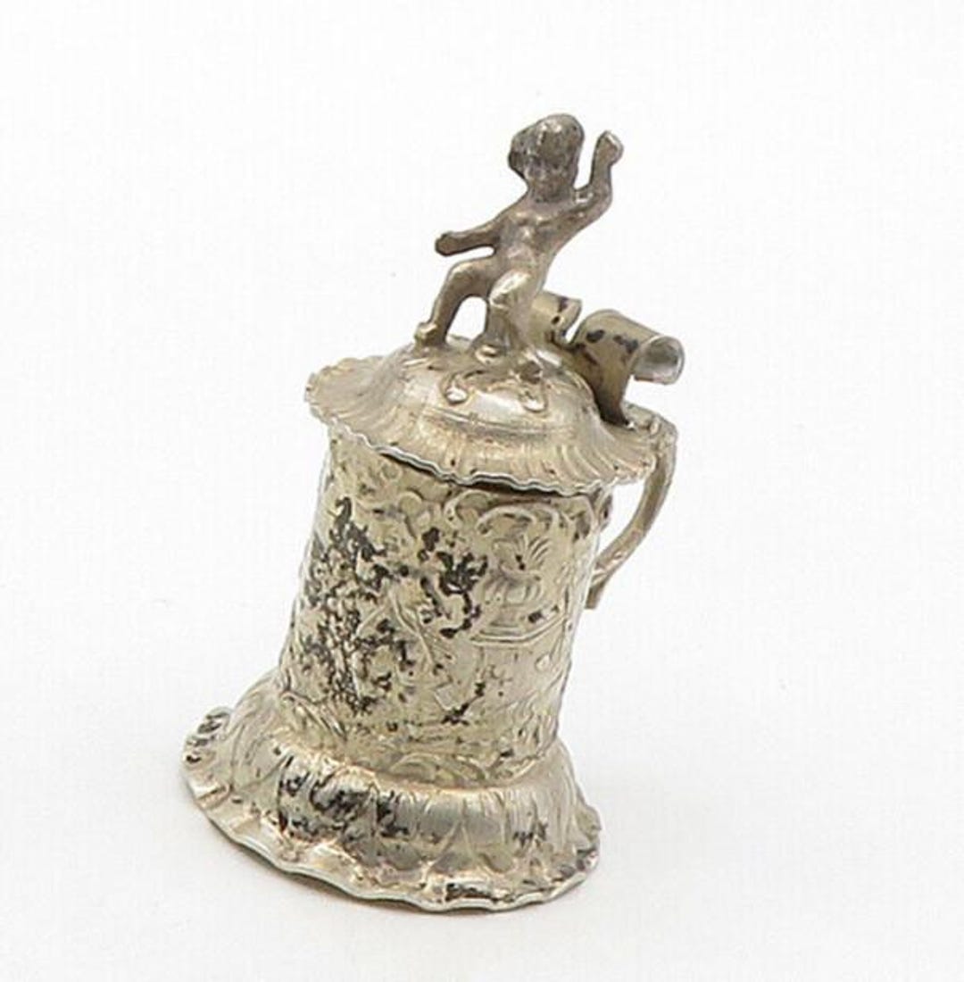 MIDDLE EASTERN 925 Silver Vintage Beer Stein Statue Trinket (OPENS ...