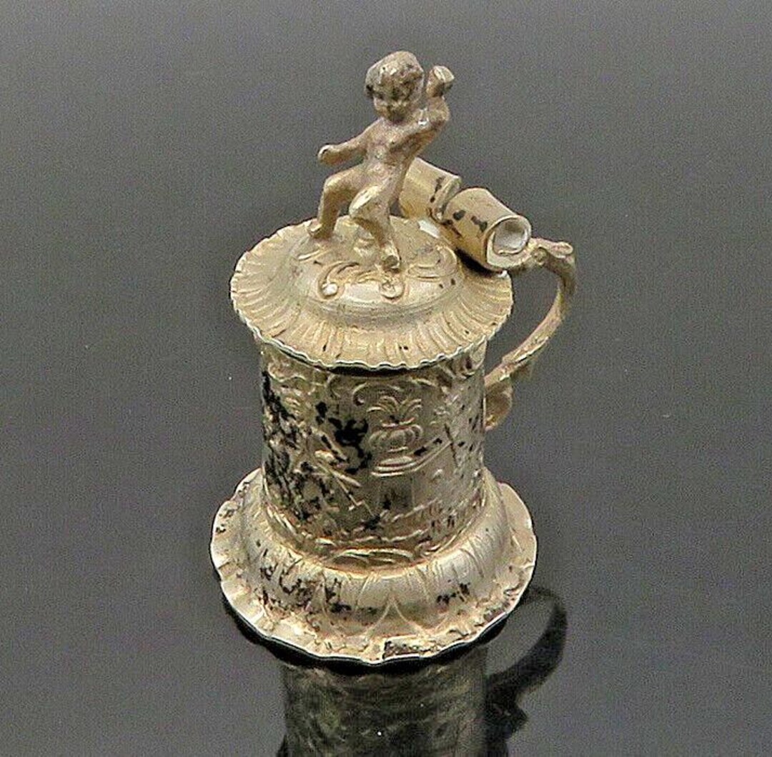 MIDDLE EASTERN 925 Silver Vintage Beer Stein Statue Trinket OPENS ...