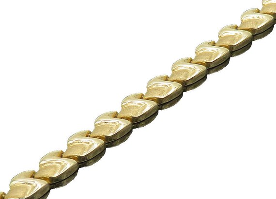 10K GOLD Vintage Shiny Matte Z Hinge Link Chain Brace… - Gem