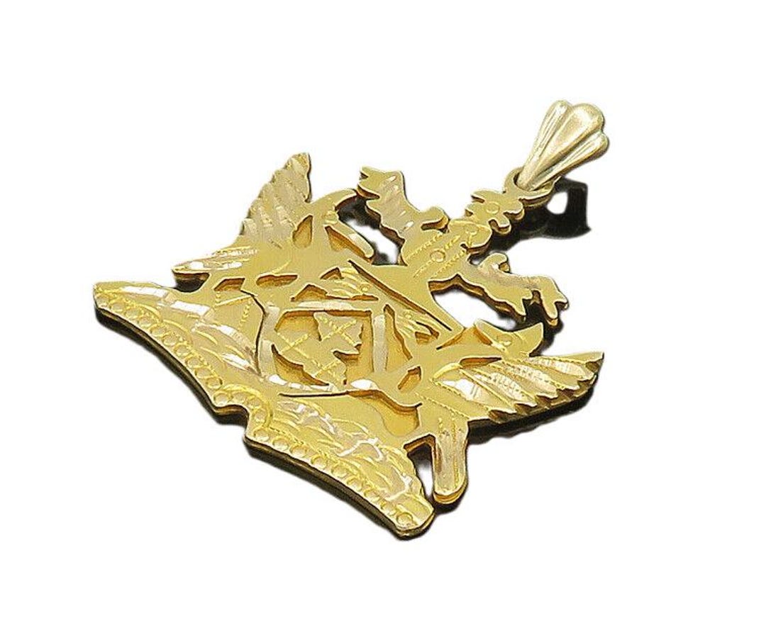 10K GOLD Vintage Shiny Birds & Shield Emblem 14K Bail Pendant GP028 - Etsy