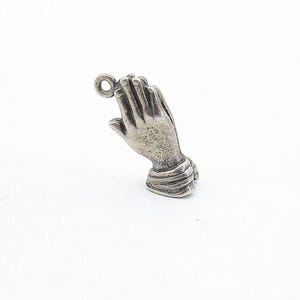 925 Sterling Silver Vintage Petite Dark Tone Praying Hands Pendant ...
