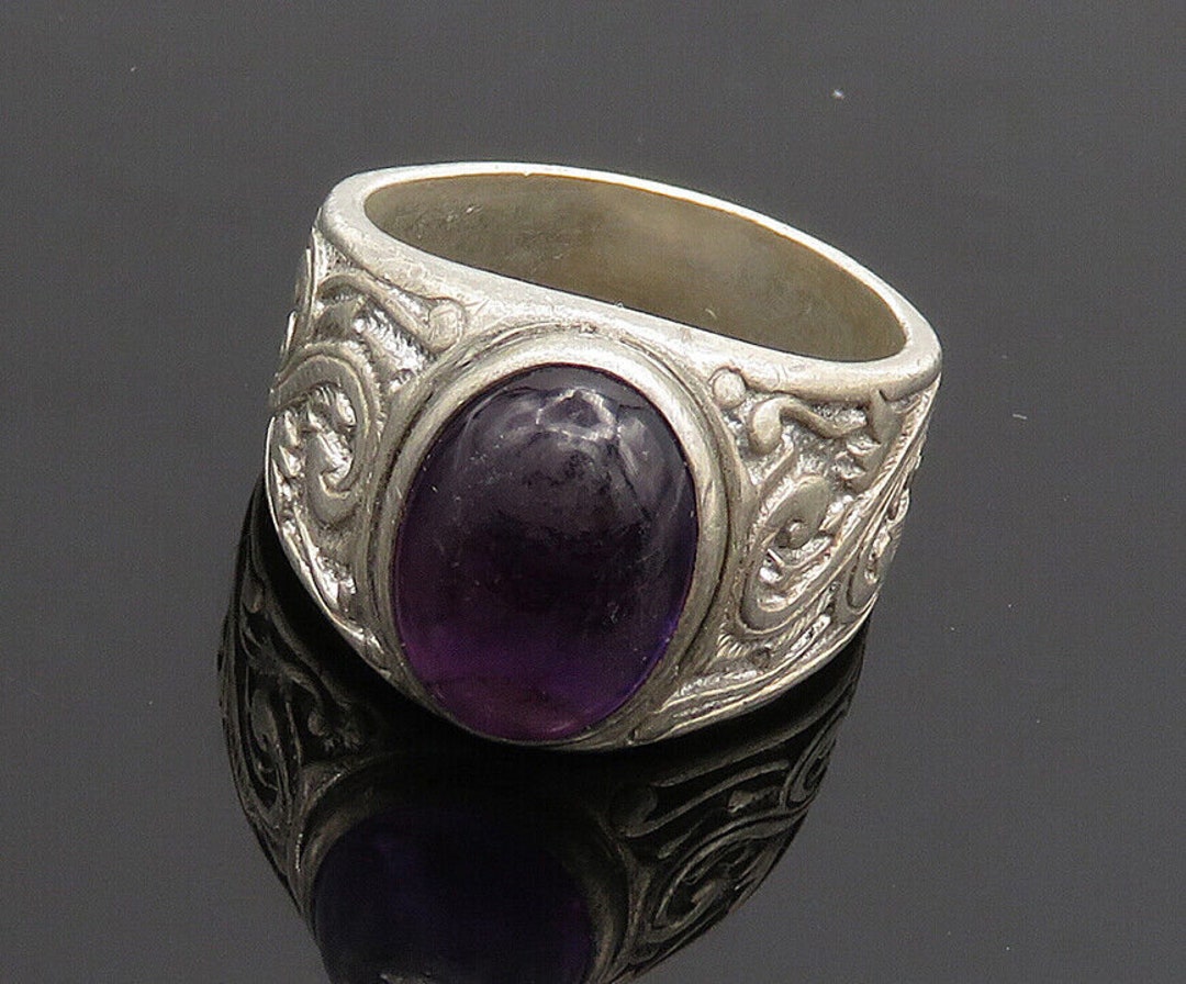 STAUER 925 Sterling Silver Vintage Amethyst Swirl Cocktail Ring Sz 9 ...