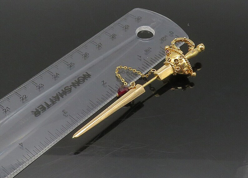 18K GOLD Vintage Garnet Shiny Sword & Sheath Lapel Pin - Etsy
