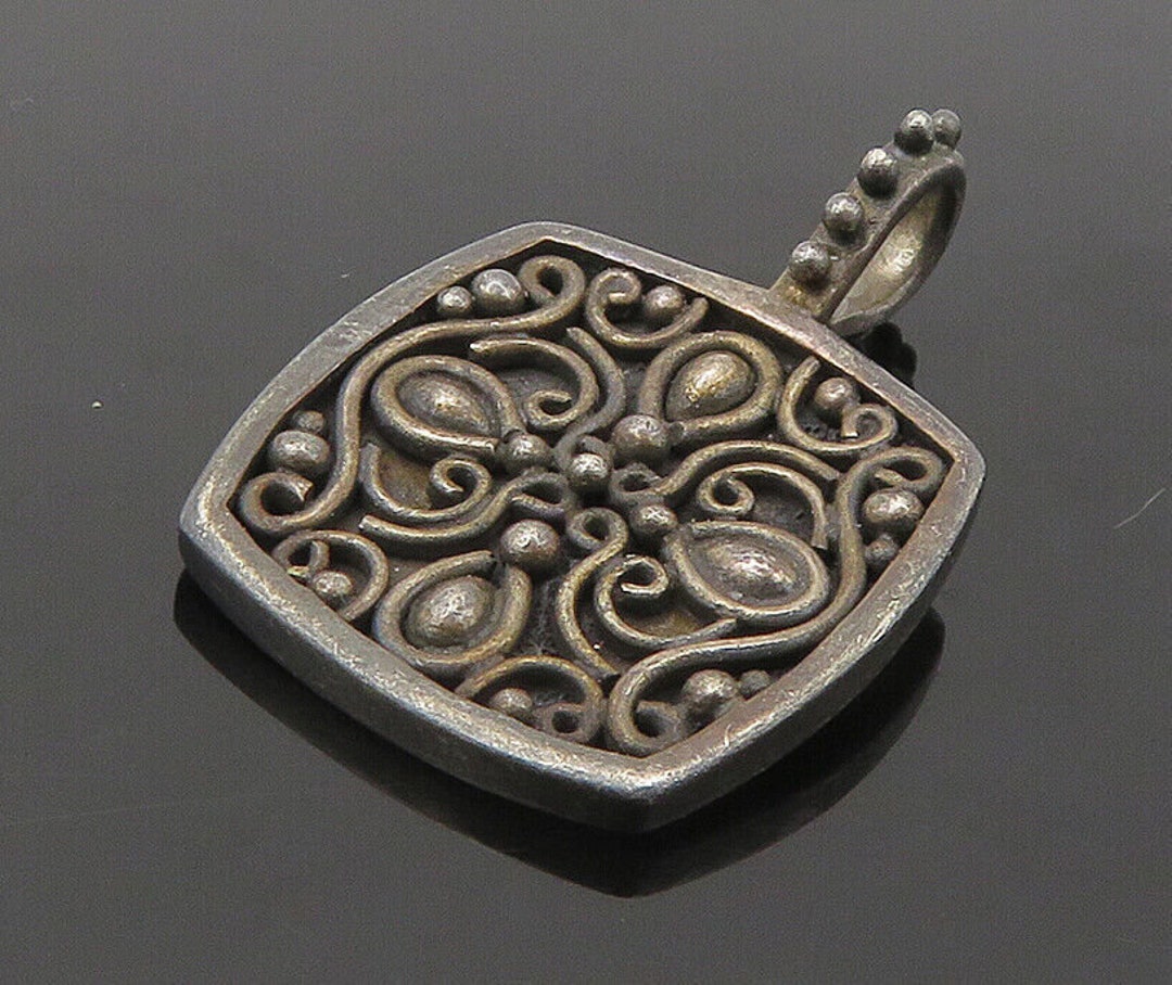 LORI BONN 925 Sterling Silver Vintage Dark Tone Swirl Design Pendant ...