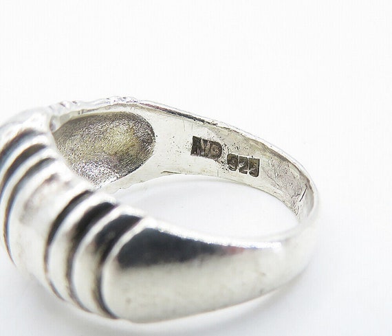 925 Sterling Silver - Shiny Fluted Tapered Dome Style… - Gem