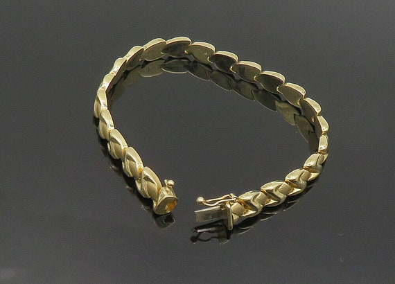 10K GOLD - Vintage Shiny Matte Z Hinge Link Chain Bra… - Gem