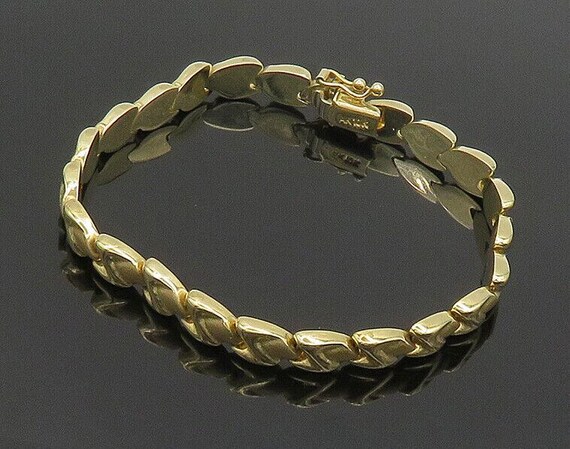 10K GOLD Vintage Shiny Matte Z Hinge Link Chain Brace… - Gem