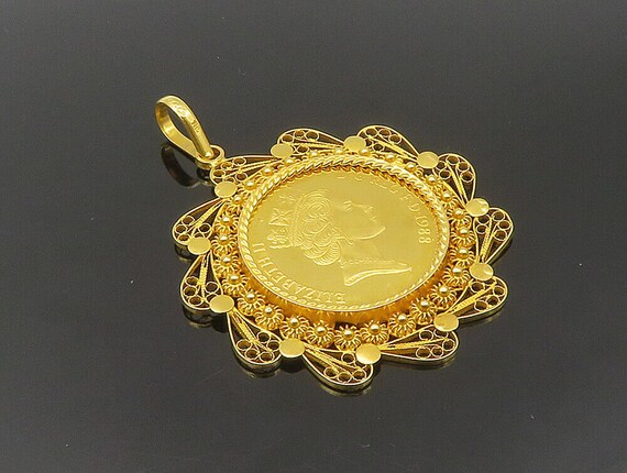 22K GOLD - Vintage Shiny Queen Elizabeth Half Penny C… - Gem