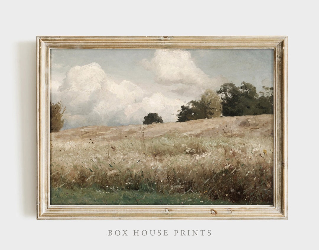 Windblown Field Print VINTAGE Art Print | Download Only Antique Neutral ...