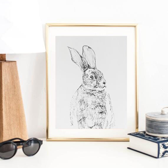 Shaggy Rabbit / 8x10 / Printable Art / Digital Art Print / | Etsy