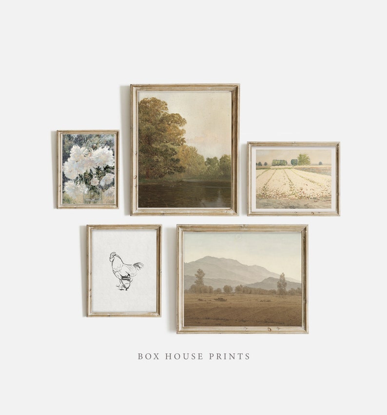 Soft French Country Farmhouse Meadow Art Print SET | Neutral Muted ...