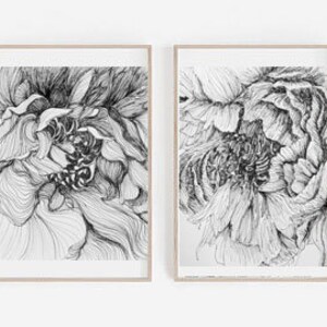 Floral Print Set of Two / 8 X 10 / Botanical Printable Wall | Etsy