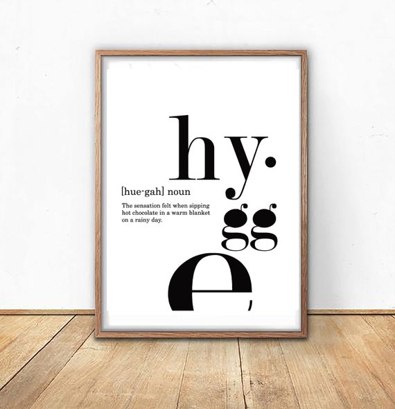 Hygge Print / Hygge / Text Print / Black and White Wall Art / | Etsy