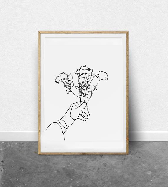 Single Line Print / Hand Print / Line Art Hand Print / Line Art Wall ...