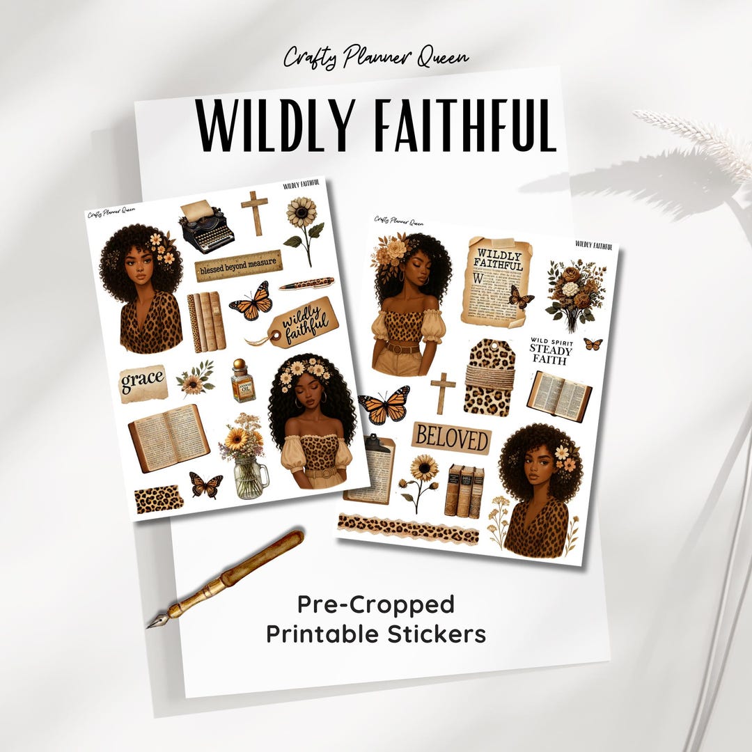 Wildly Faithful | Faith-based Printable Sticker Kit | Leopard Print ...