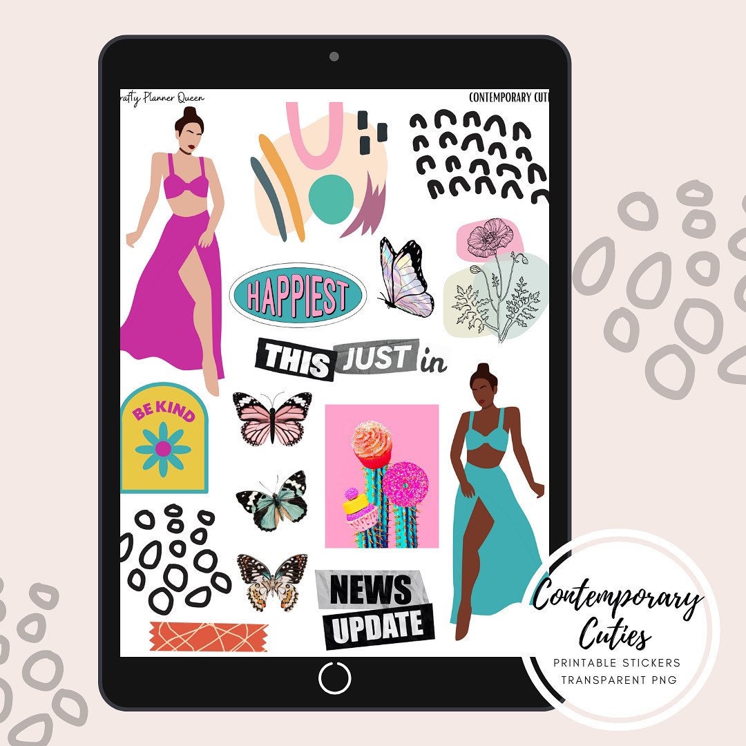 Abstract Printable Stickers, Planner Stickers, Digital Journaling ...