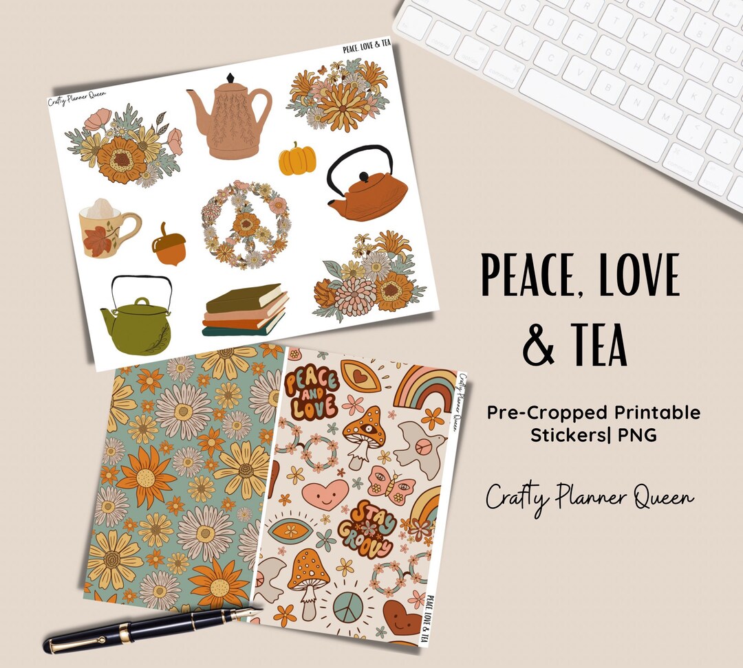 Printable Planner Stickers, Digital Autumn Stickers, Cut File, Tea ...