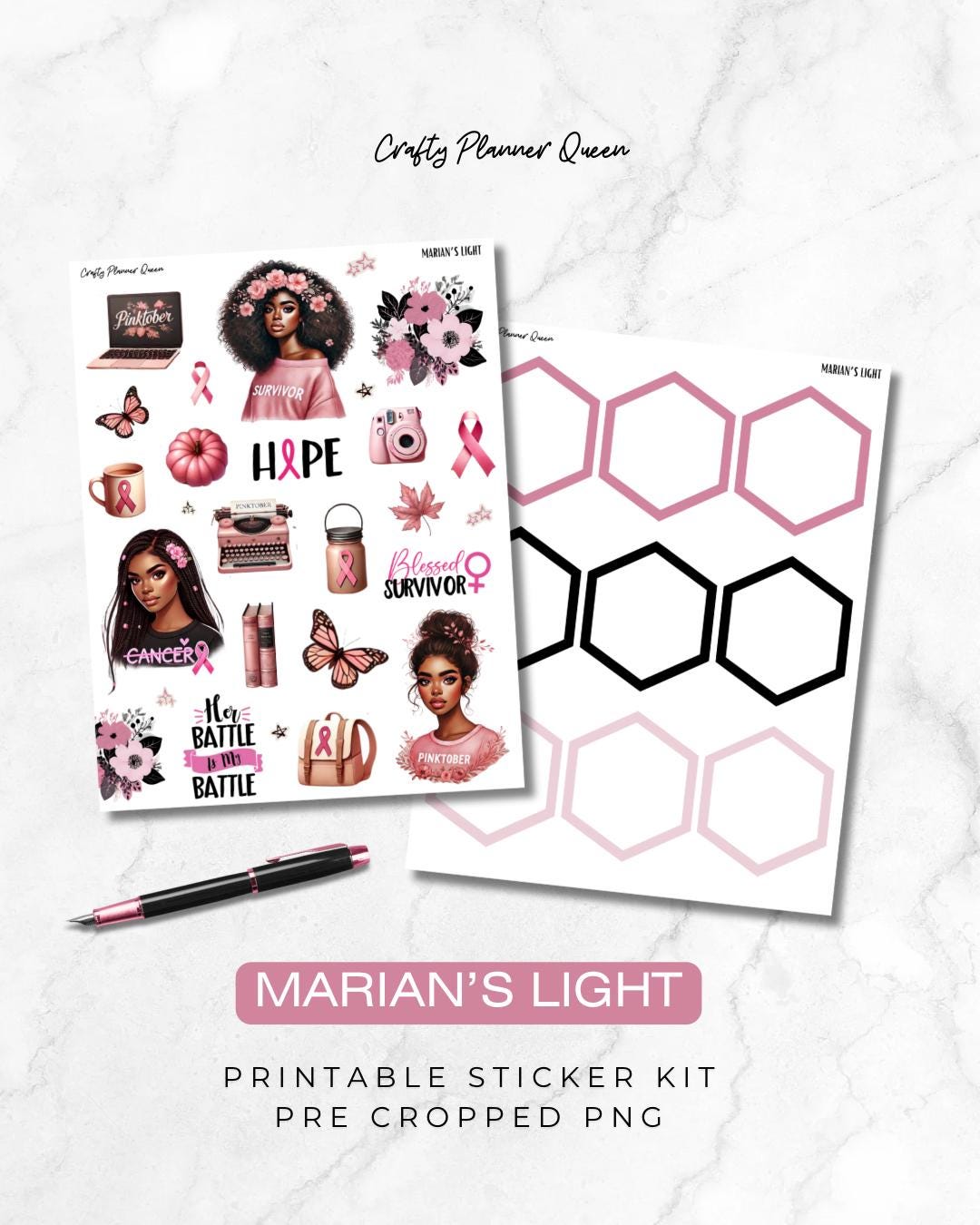 Pinktober Printable Sticker Kit | Breast Cancer Awareness Planner ...