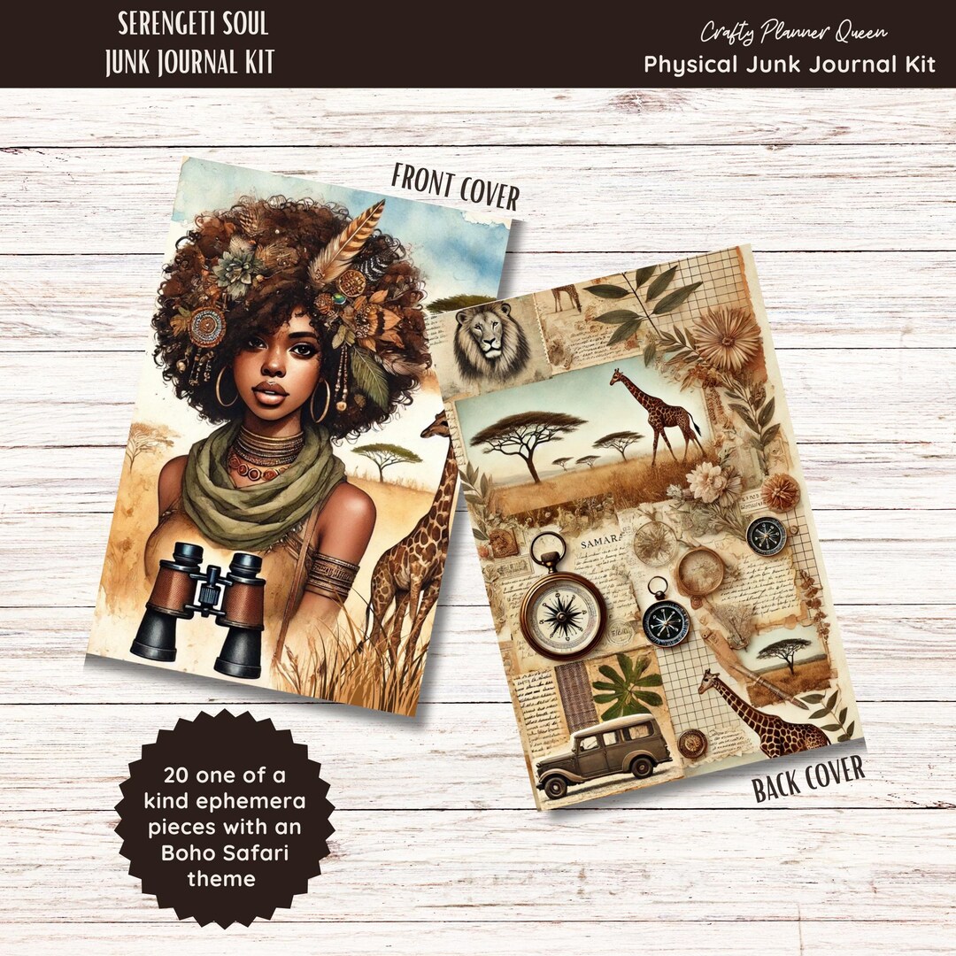 Serengeti Soul Junk Journal Kit: Boho Safari Ephemera, Steampunk Queen ...