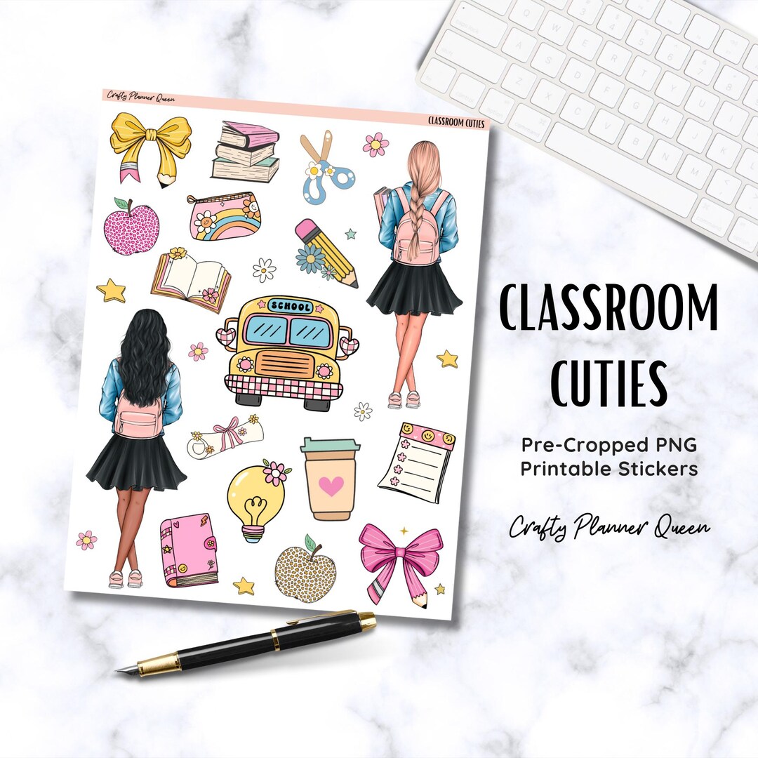 Classroom Cuties Printable Sticker Kit, Pre-cropped, Back to School ...