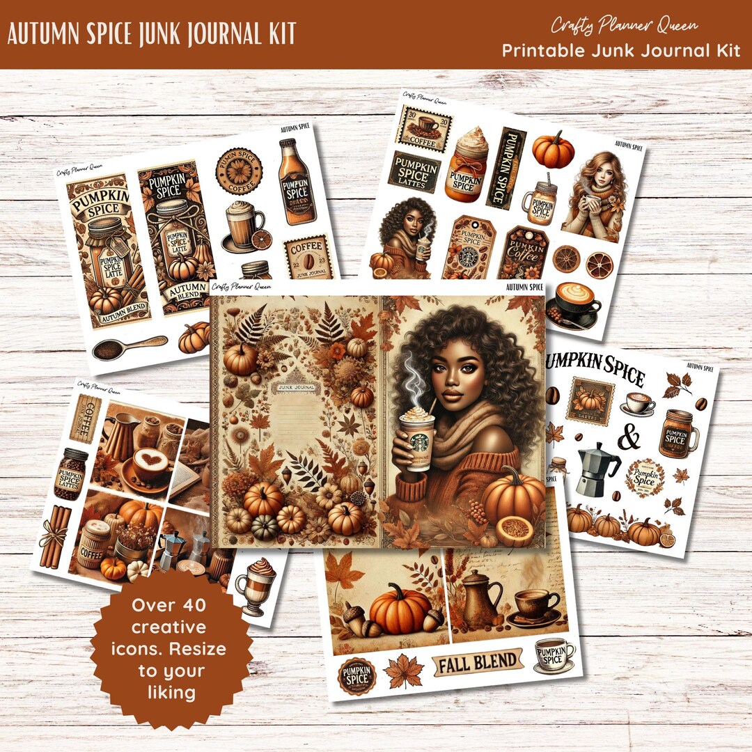 Pumpkin Spice Printable Junk Journal Kit – Cozy Fall Vibes | Vintage ...