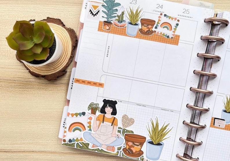 Plant Planner Stickers, Printable Sticker Set, Plant Clipart, Digital ...