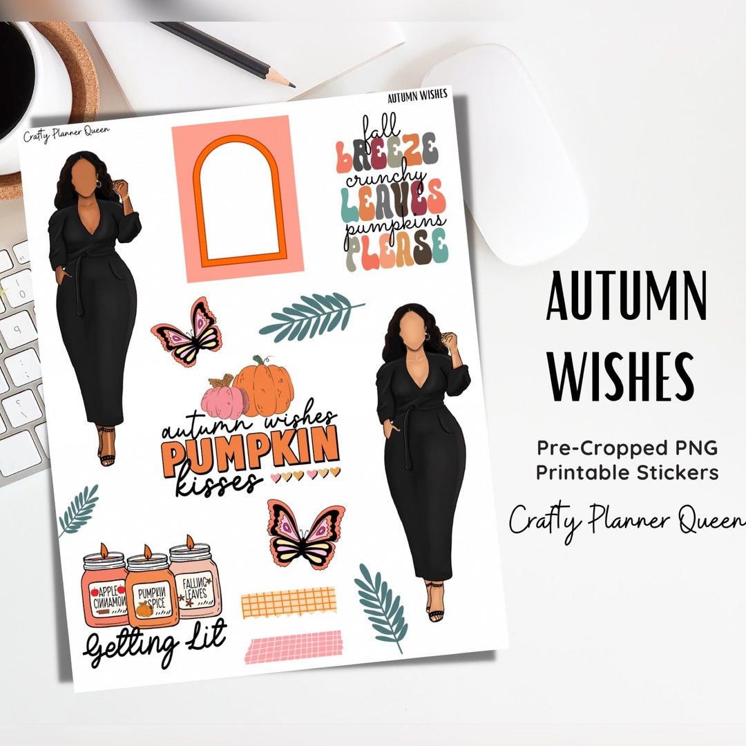 Fall Printable Stickers, Autumn Planner Stickers, Music Themed Clipart ...