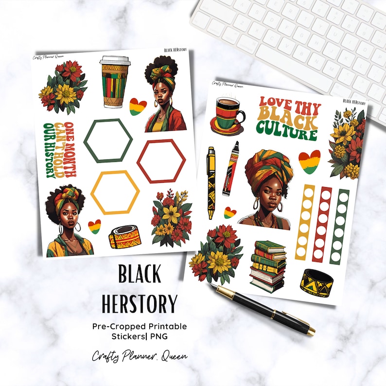 Black Herstory Planner Stickers: Afrocentric Women, Cultural Stationery ...