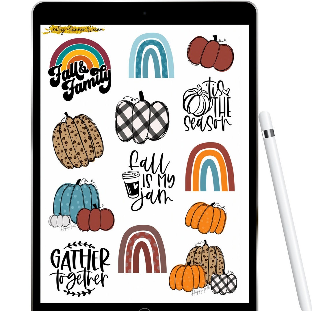 Fall Clip Art, Pumpkin Planner Stickers, Printable Clipart, PNG ...