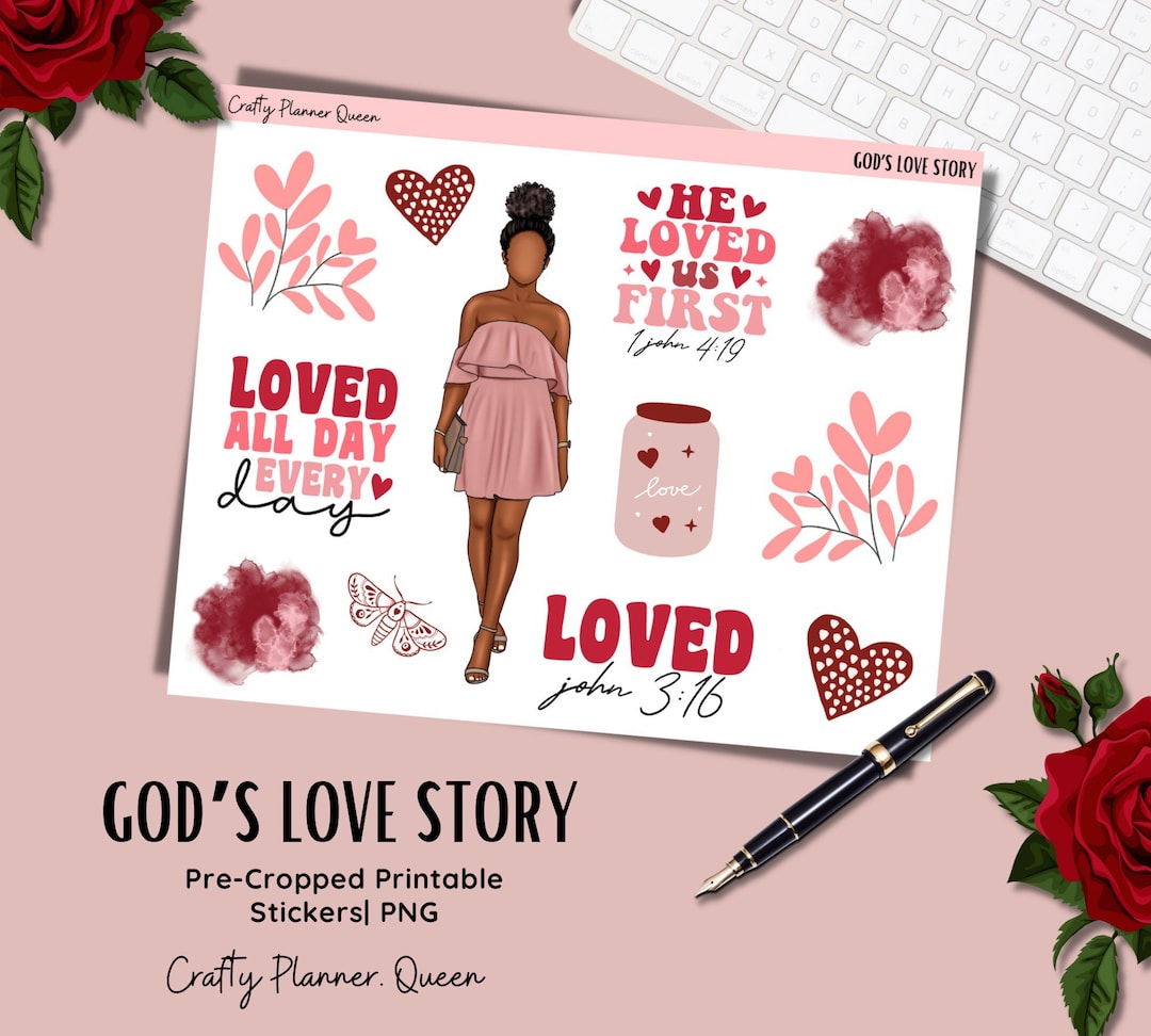 Printable Valentines Stickers, Digital Stickers, Christian Quotes ...