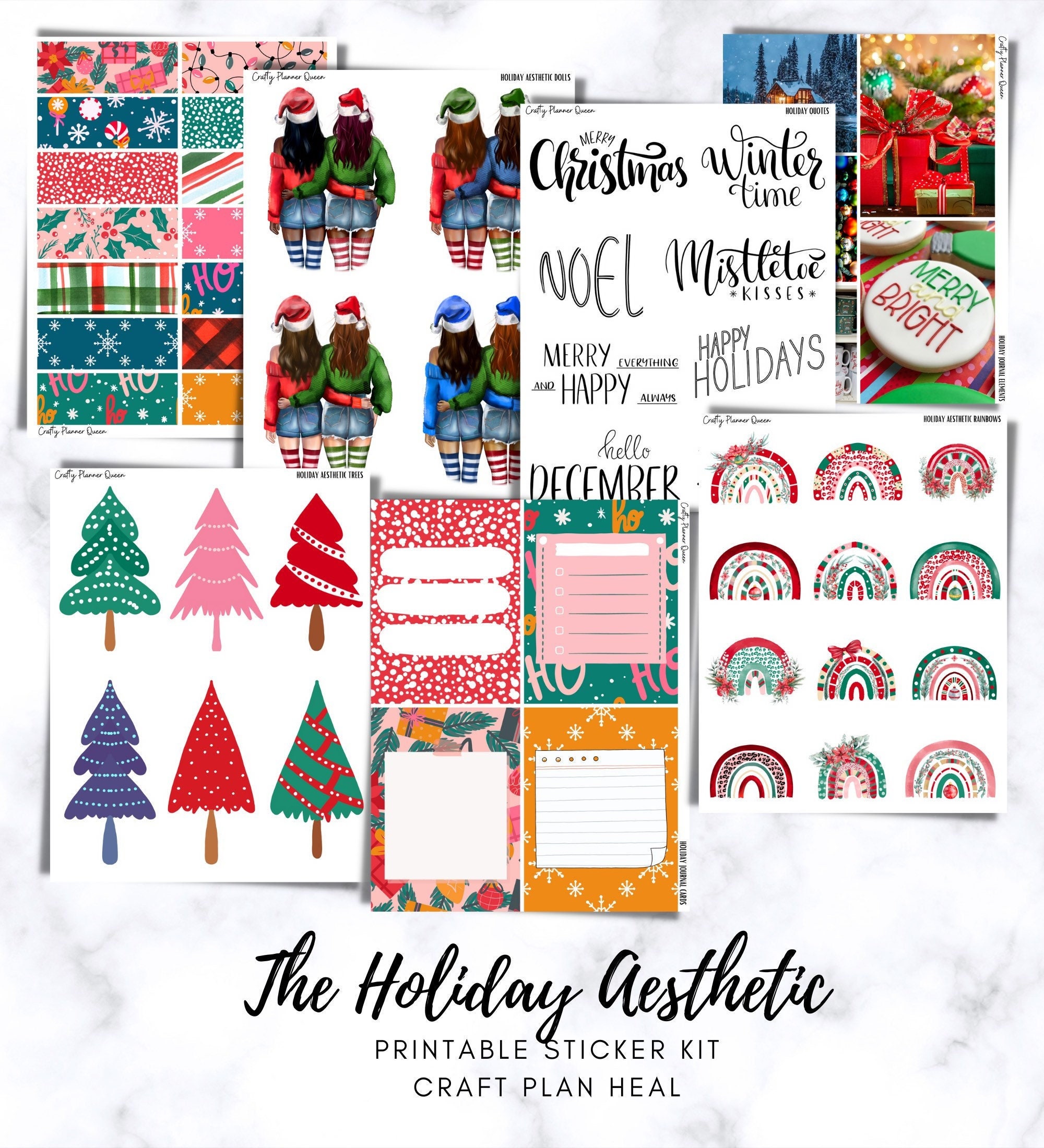 Journaling and Printable Stickers, Sticker Kit, Christmas Planner ...