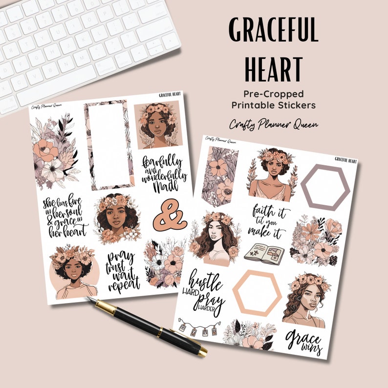 Floral Faith Planner Stickers: Motivational Journaling (digital ...