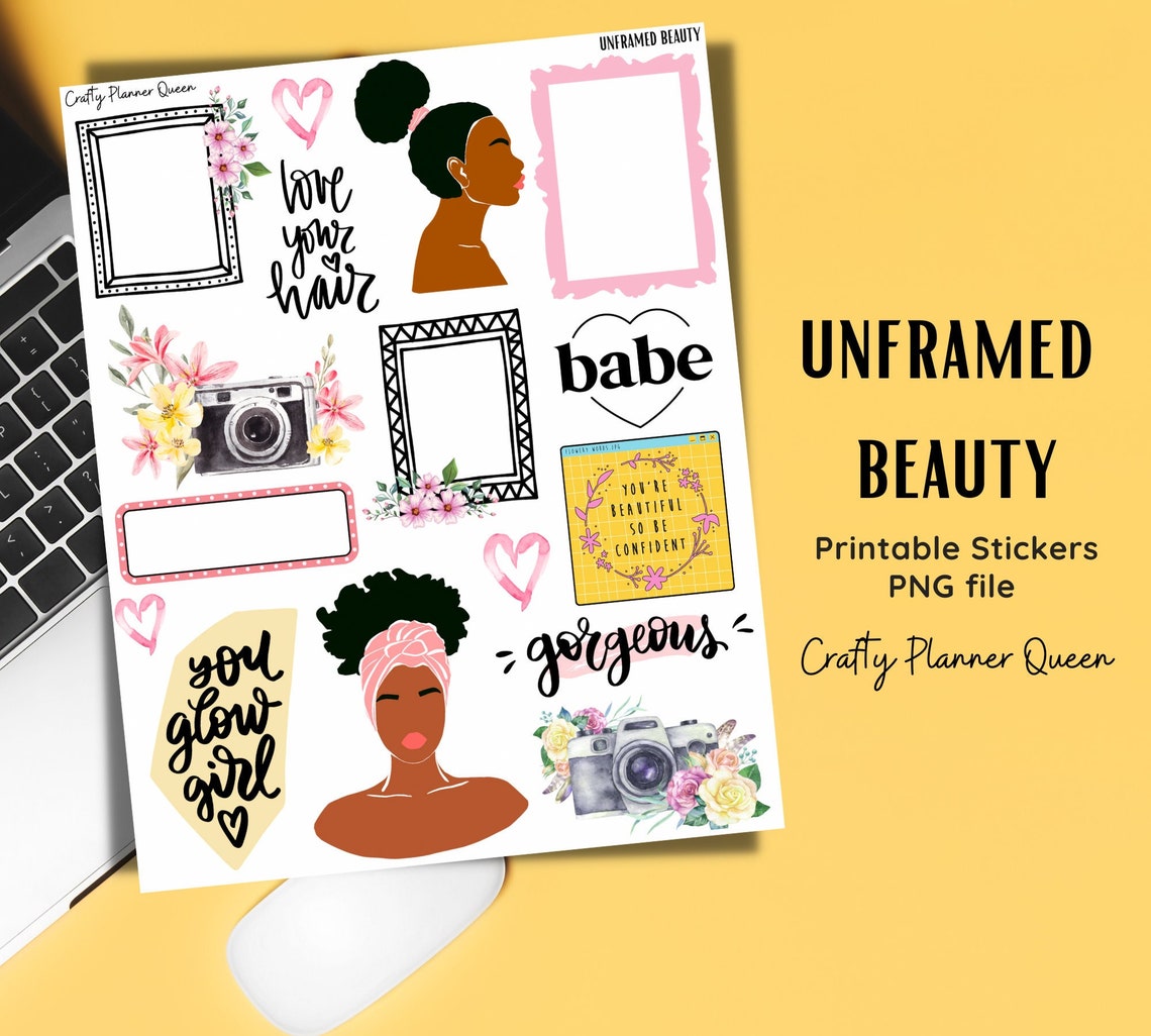 African American Printable, Floral Planner Stickers, Digital Journaling ...