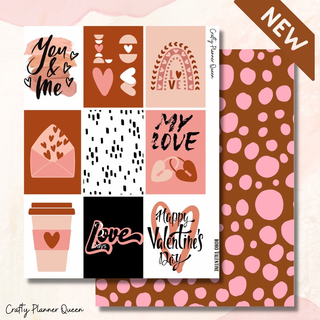 Valentine’s Day Planner Sticker Kit, Printable Planner Stickers for ...