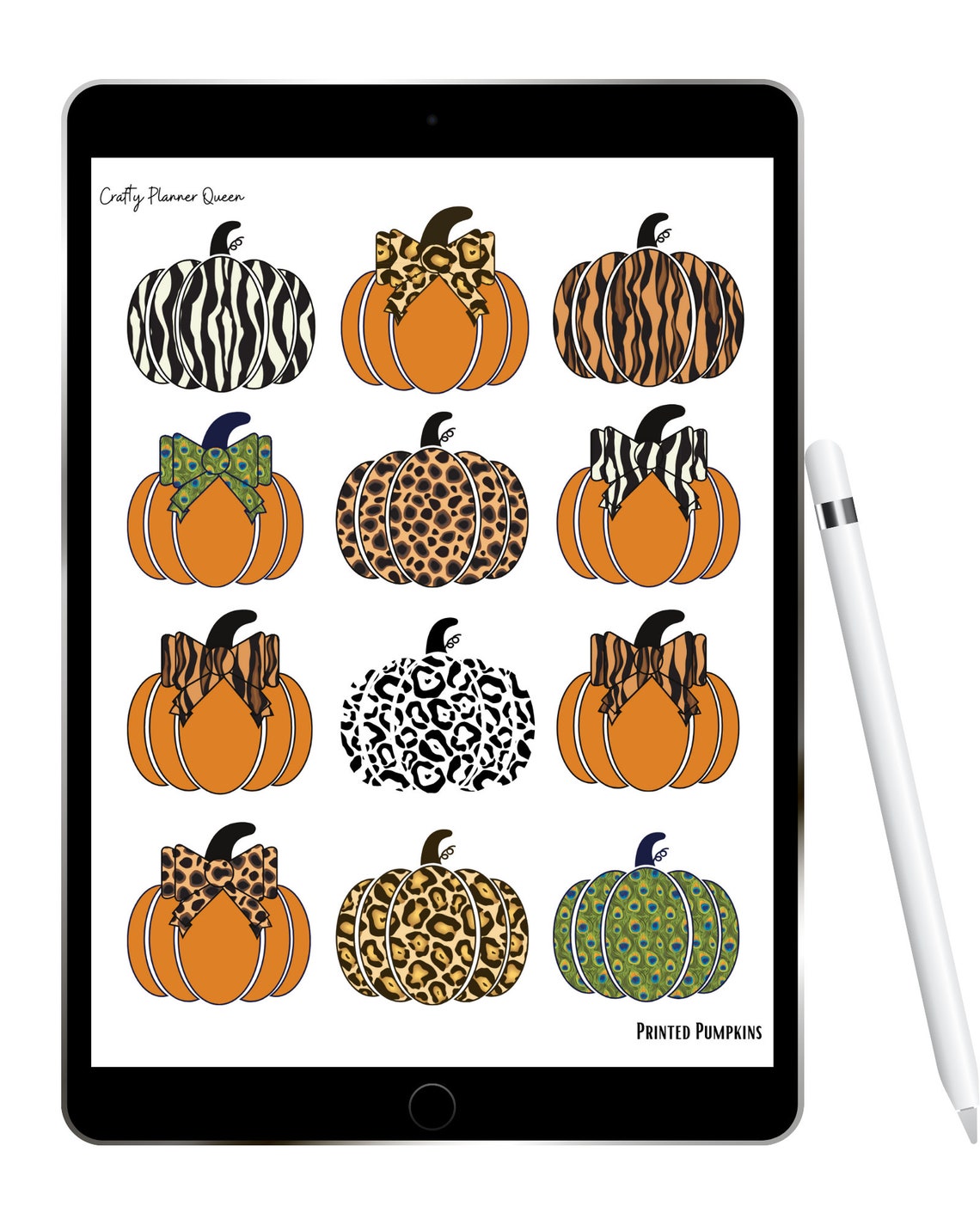 Fall Clip Art, Pumpkin Planner Stickers, Printable Clipart, PNG ...