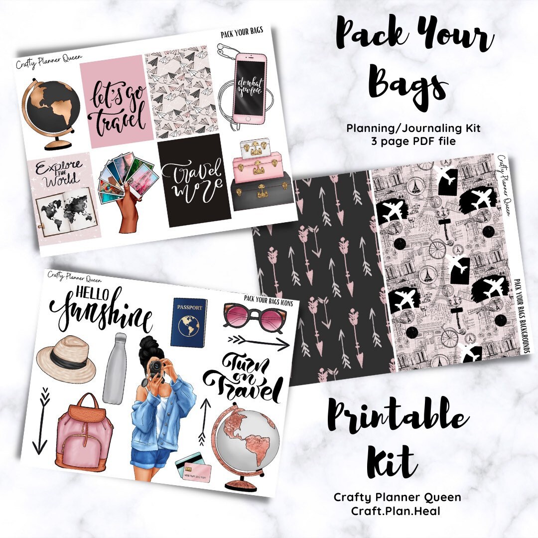 Travel Planner Stickers, Printable Sticker Set, Printable Vacation ...