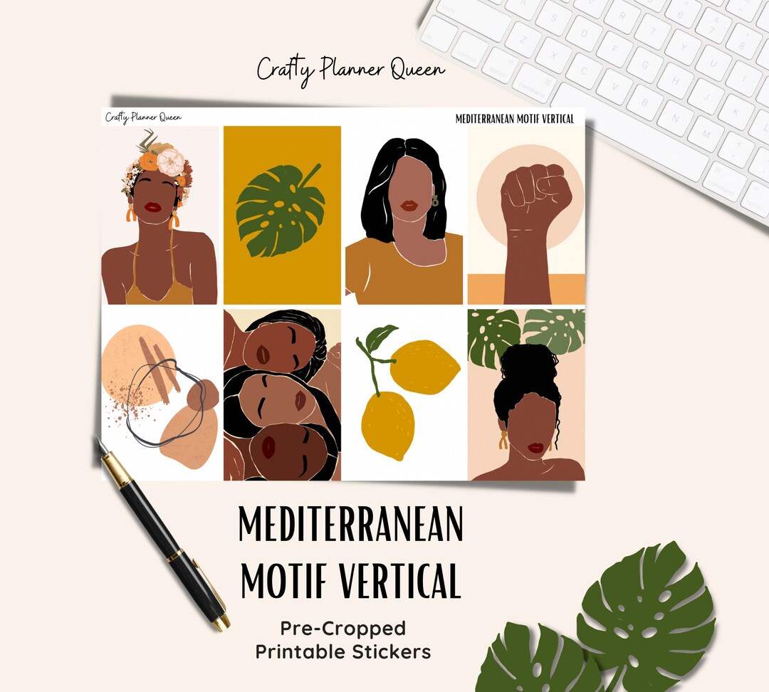 Mediterranean Planner Stickers: Woman Empowerment Stationery (PNG ...