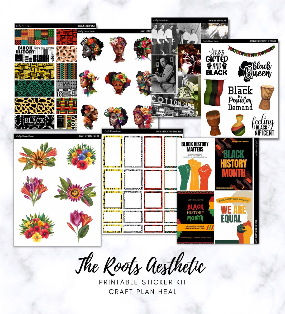Black History Printable Stickers: African Women, Journaling Kit (PNG ...