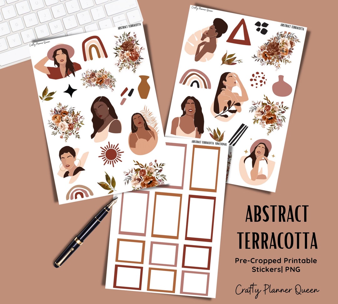 Abstract Terracotta Sticker Kit - Printable Planner Stickers, Floral ...