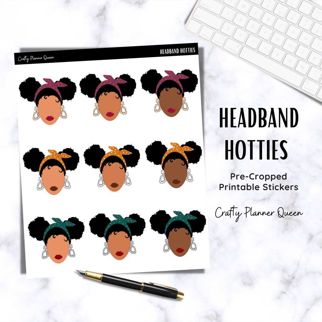 Printable Sticker Sheet Hand-drawn Dolls With Natural Hair and Afro ...