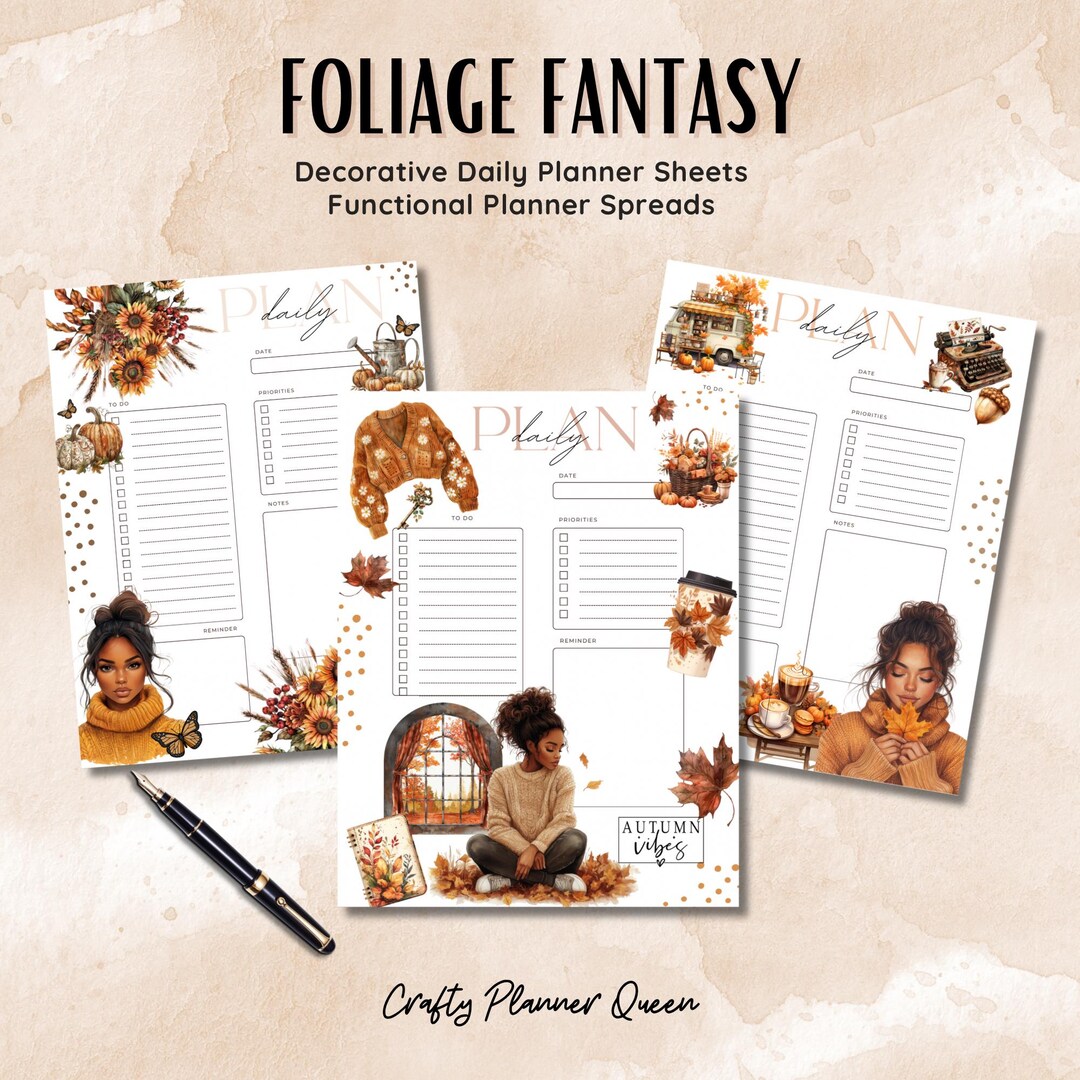 Autumn Daily Planner Printable: Foliage Fantasy, Set of 3 (PDF) - Etsy