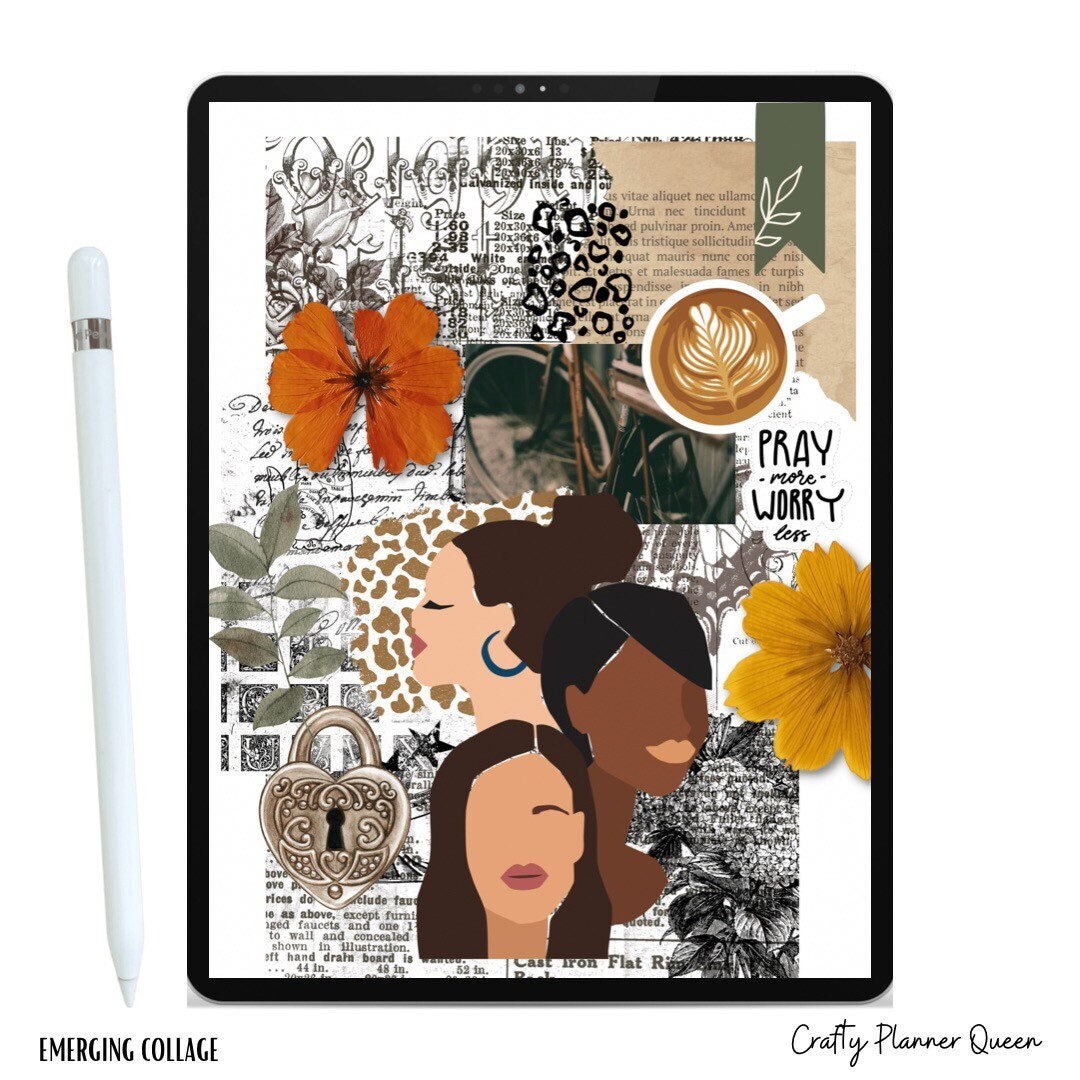 Digital Collage Art, Printable Mixed Media, iPad Screensavers, Digital ...