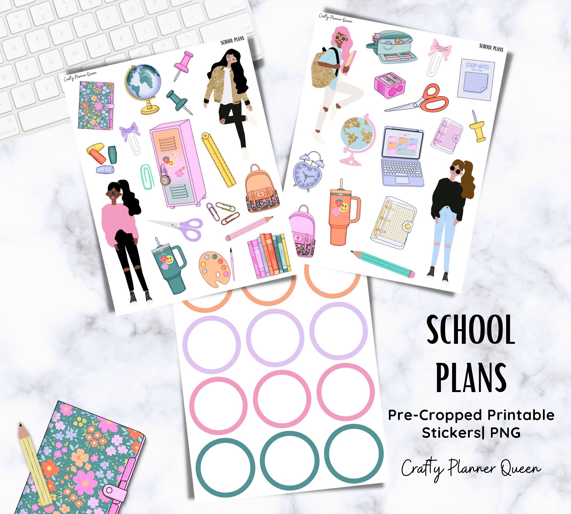 Digital Planner Kit, PDF, Printable Stickers, Journaling Kit, Happy ...