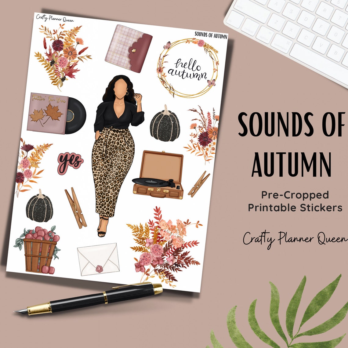 Fall Printable Stickers Autumn Planner Stickers Music Themed - Etsy
