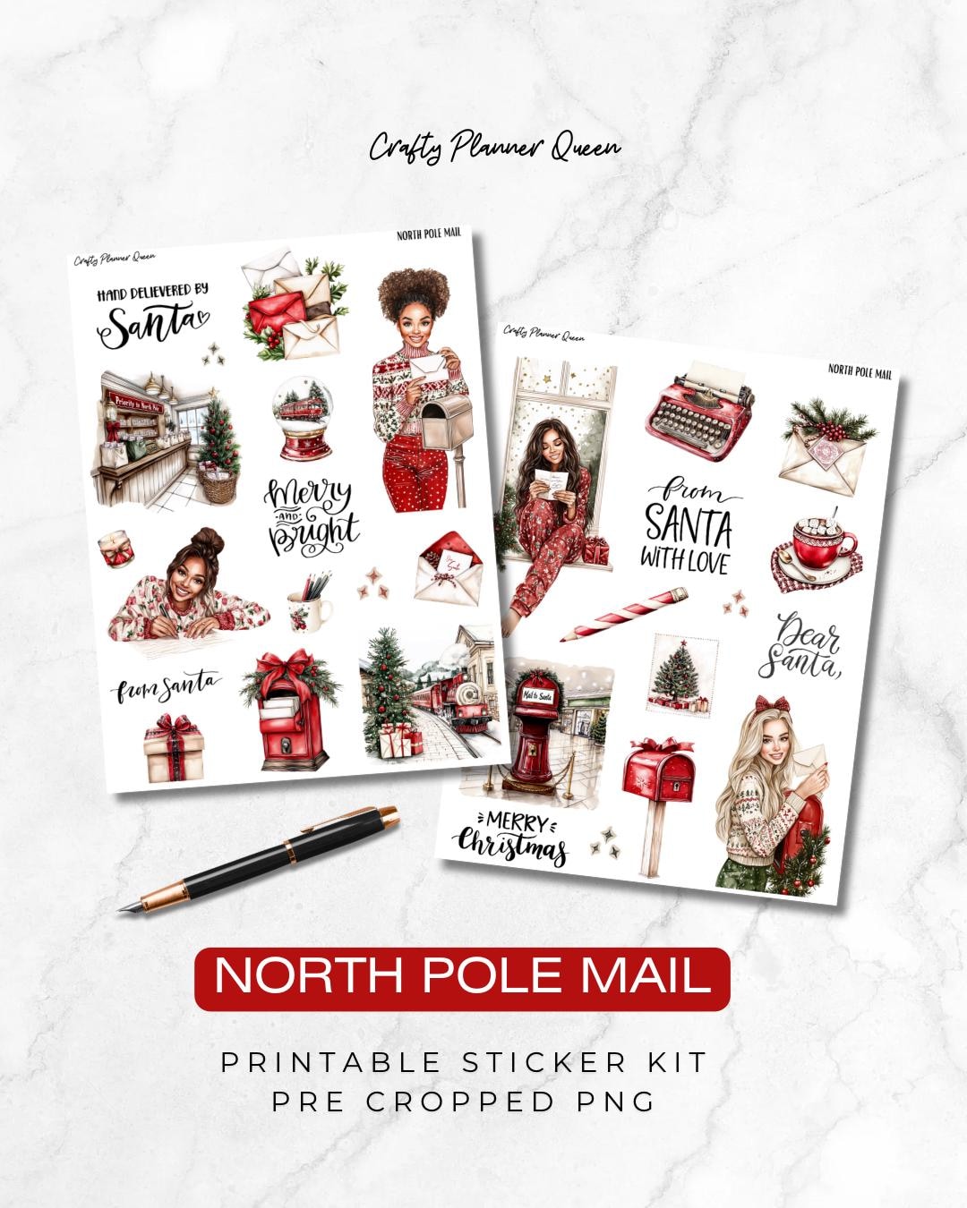 North Pole Mail Printable Sticker Kit | Christmas Planner and Journal ...