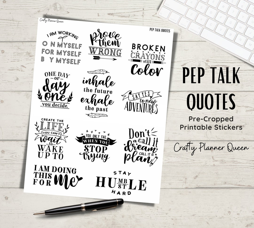 Motivational Quote Stickers: Inspirational Planner Pep Talk (printable ...