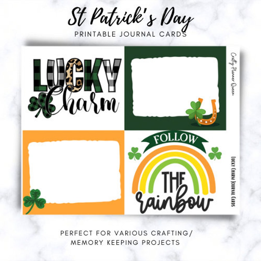 Journaling Cards, Printable St. Patricks Day Cards, Scrapbooking ...